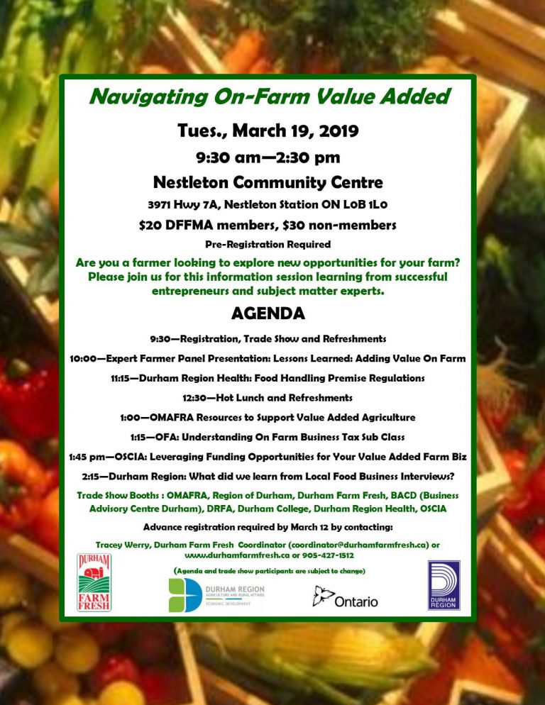 Navigating On-Farm Value-Added Information Session in Durham Region ...